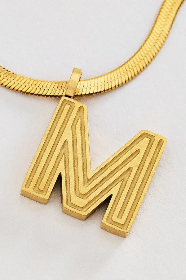 Anthropologie Water Resistant Initial Necklace - M