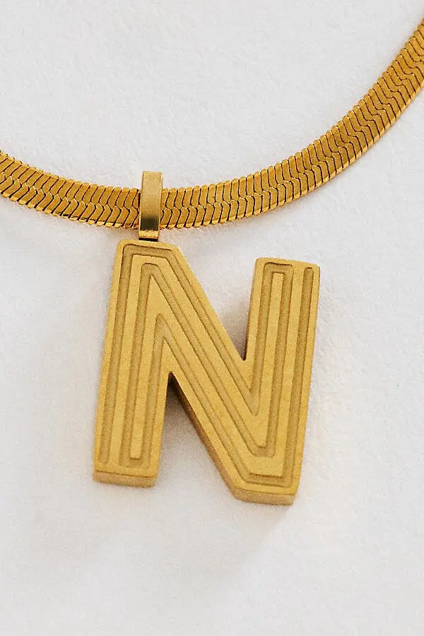 Anthropologie Water Resistant Initial Necklace - N
