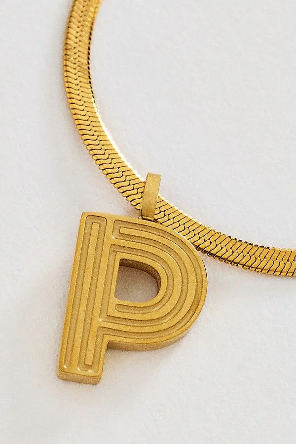 Anthropologie Water Resistant Initial Necklace - P
