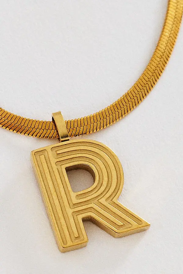 Anthropologie Water Resistant Initial Necklace - R