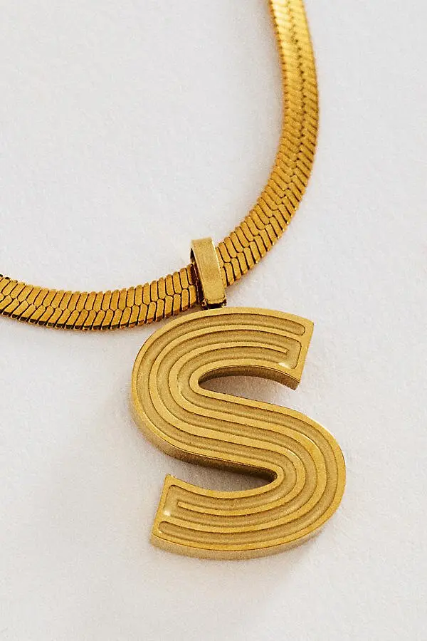 Anthropologie Water Resistant Initial Necklace - S