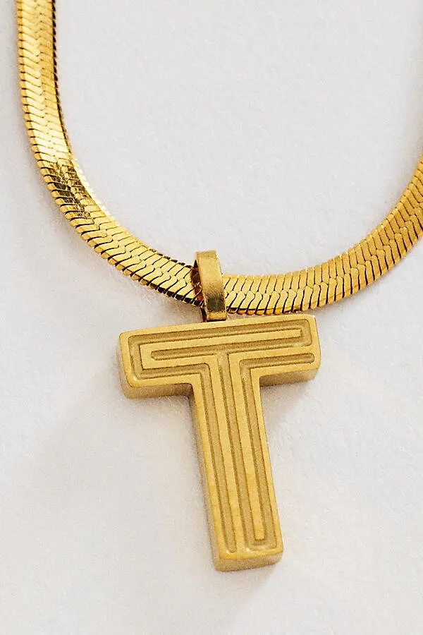 Anthropologie Water Resistant Initial Necklace - T