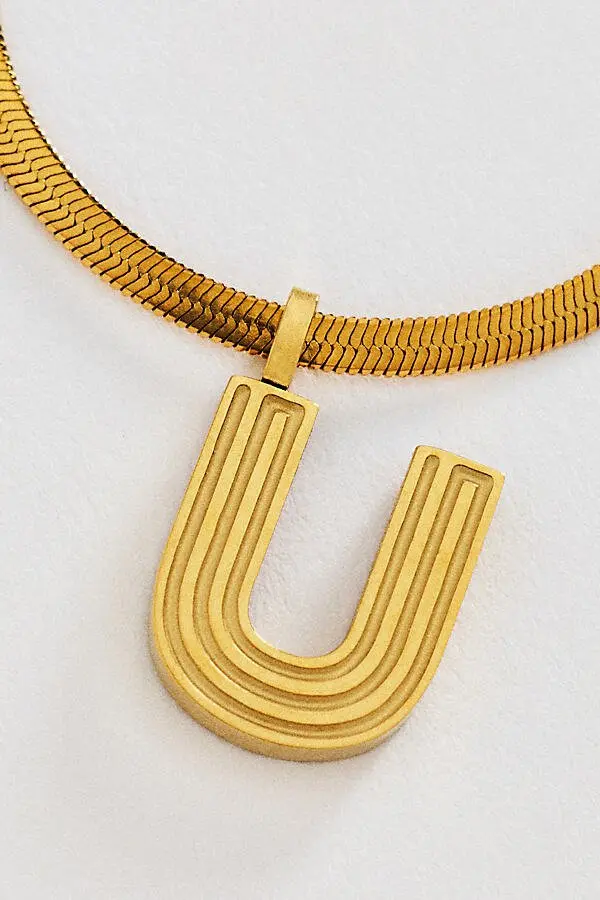 Anthropologie Water Resistant Initial Necklace - U