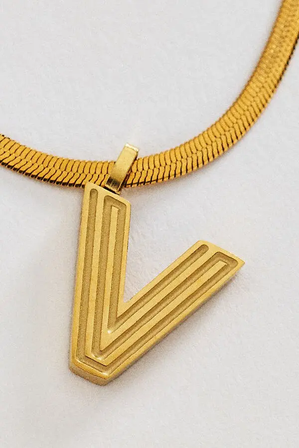 Anthropologie Water Resistant Initial Necklace - V