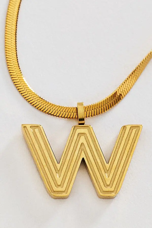 Anthropologie Water Resistant Initial Necklace - W
