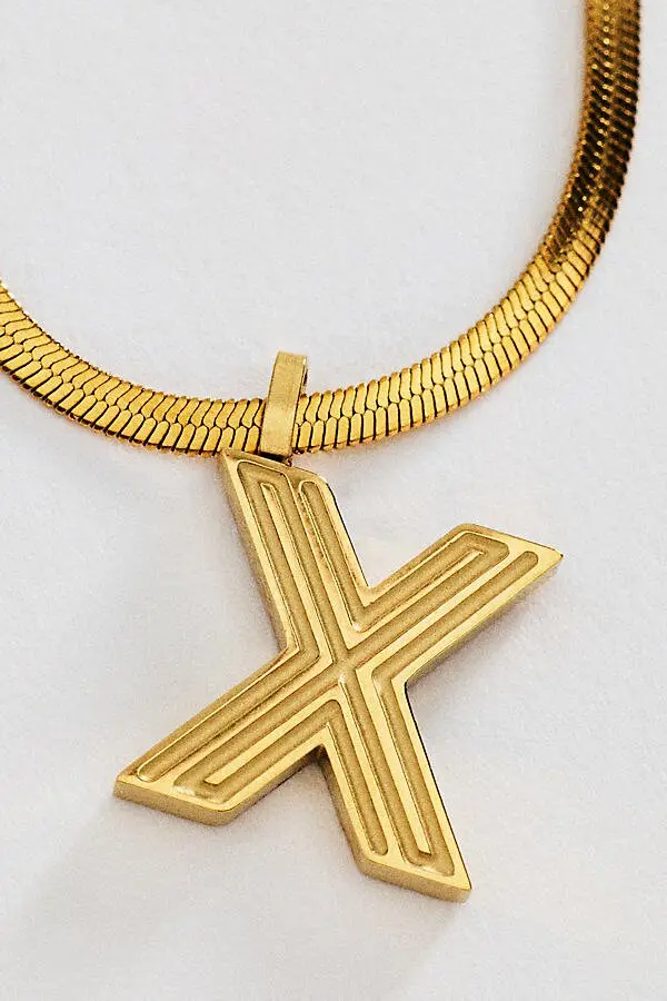 Anthropologie Water Resistant Initial Necklace - X
