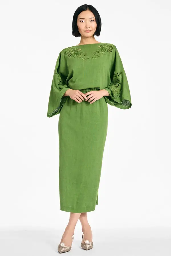 Sachin & Babi Kiera Dress Embroidered Linen Midi