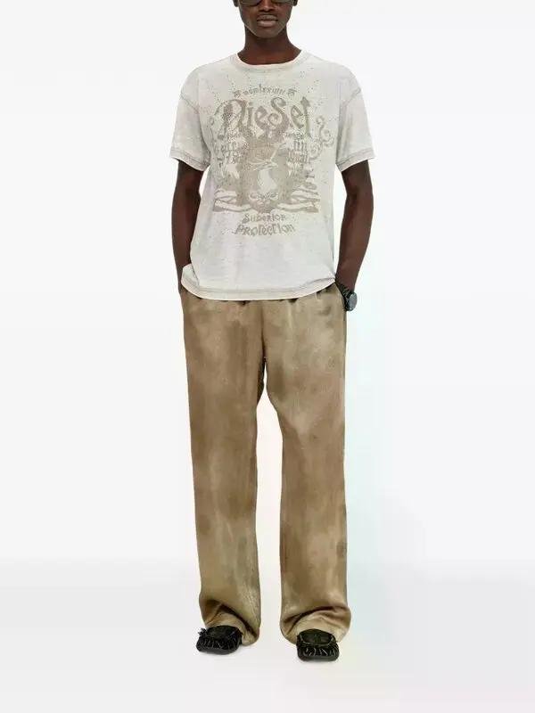 DIESEL® Jersey T-shirt With Burnout Wash And Studs