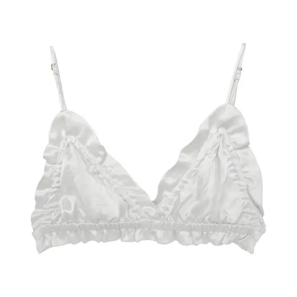 CREASE Silk Scalloped Triangle Bra - White