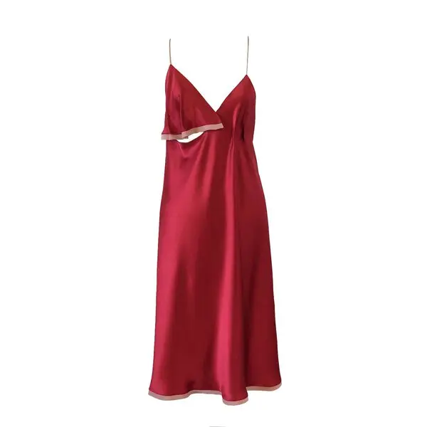 CREASE Silk Slip Dress - Red