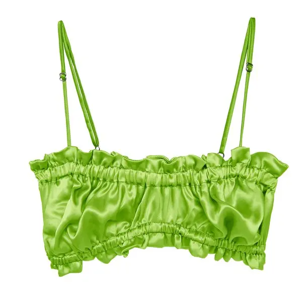 CREASE Silk Scalloped Bandeau Bra Brat - Green