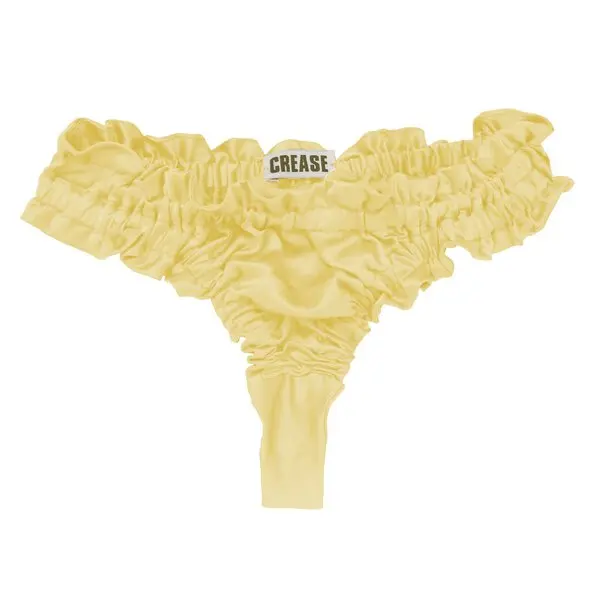CREASE Silk Scalloped Thong - Yellow