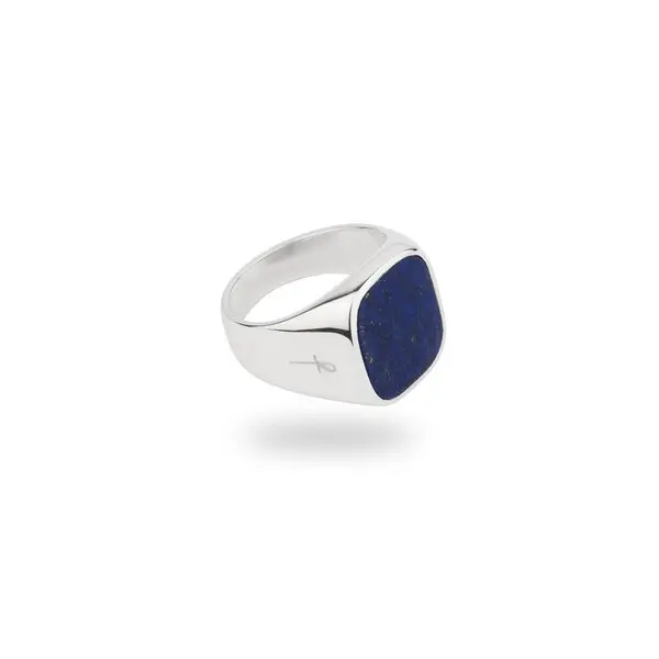 PHIRA LONDON Silver Lapis Lazuli Square Signet Ring - Silver/blue