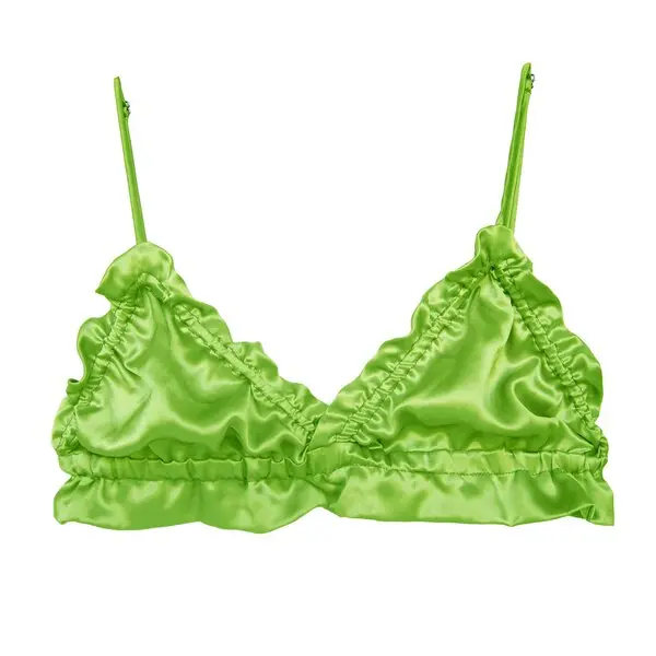CREASE Silk Scalloped Triangle Bra Brat - Green