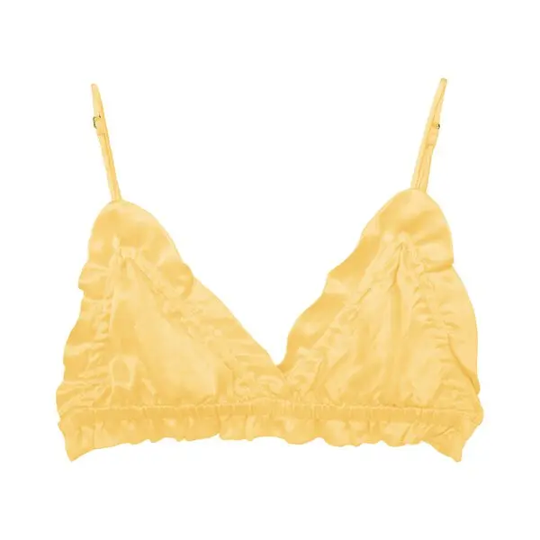CREASE Silk Scalloped Triangle Bra Yellow - Orange