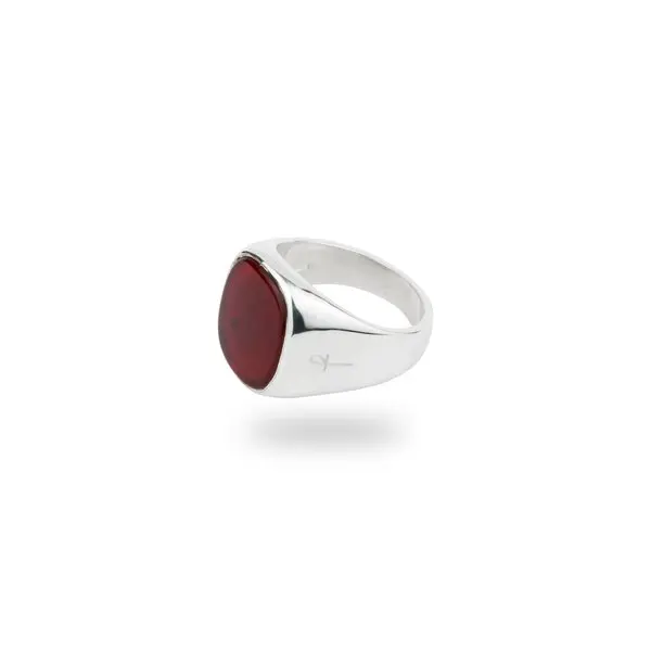PHIRA LONDON Silver Carnelian Signet Ring - Silver/red