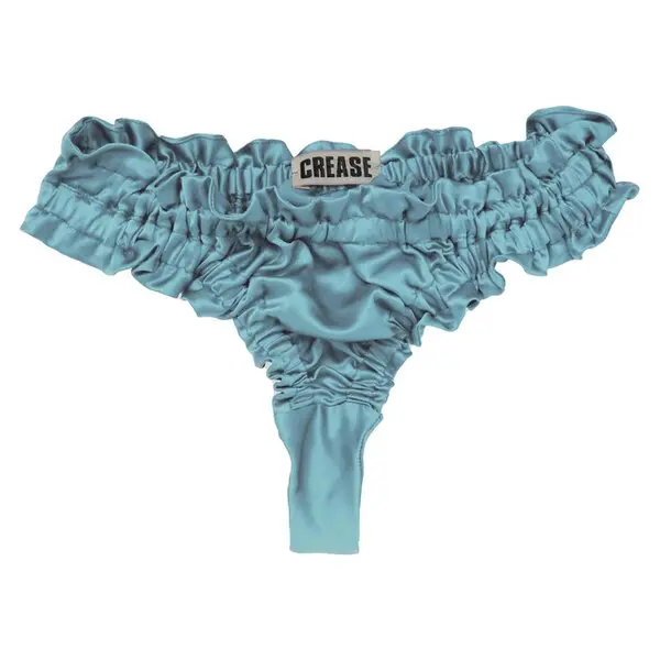CREASE Silk Scalloped Thong - Blue