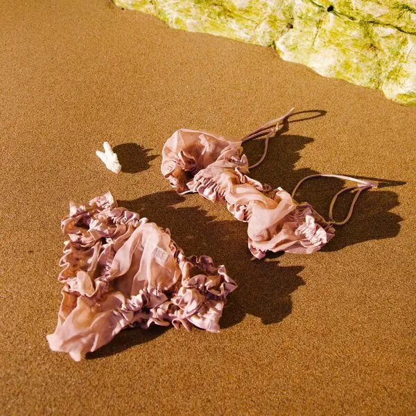 CREASE Sheer Silk Scallop Bandeau Bra - Pink