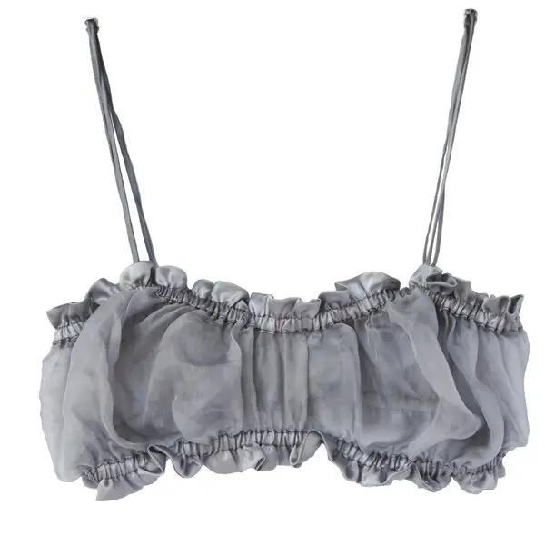 CREASE Silk Sheer Scalloped Bandeau Bra Lavender - Grey