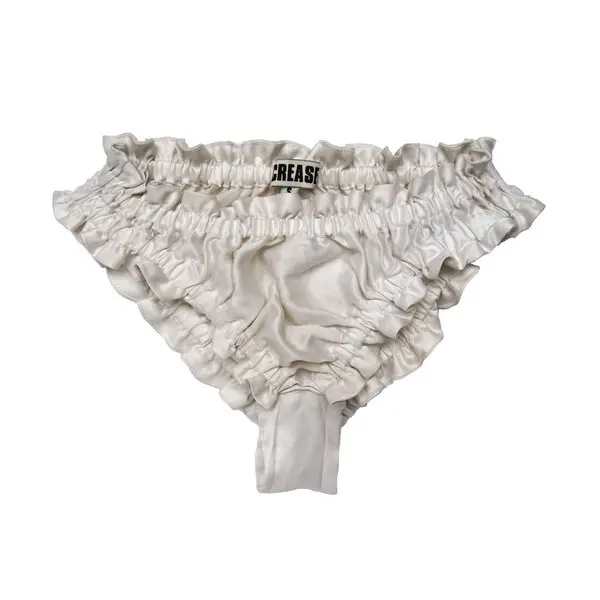 CREASE Silk Scalloped Briefs - White