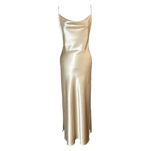 CREASE Joanie Classic Bias Cut Slip Dress - Gold