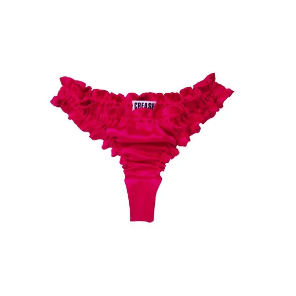 CREASE Silk Scalloped Thong Fuchsia