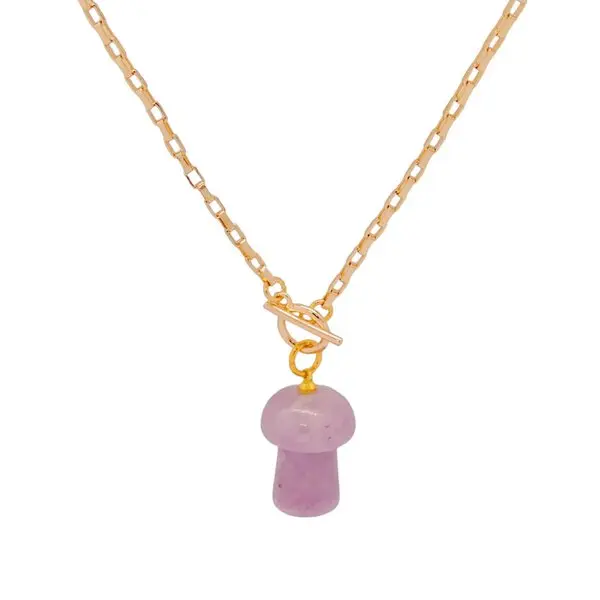 VALERIE CHIC Mushroom Jade Lavender Necklace - Purple