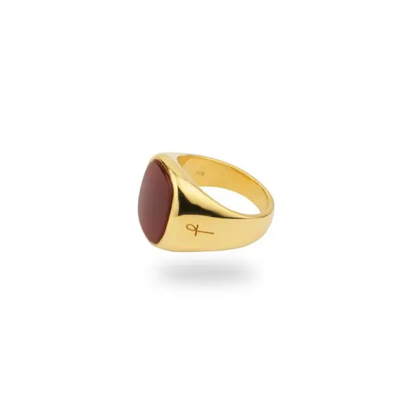 PHIRA LONDON Gold And Carnelian Signet Ring - Gold/red