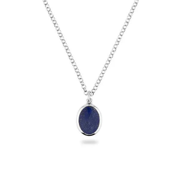 PHIRA LONDON Lapis Lazuli Oval Pendant Necklace - Silver