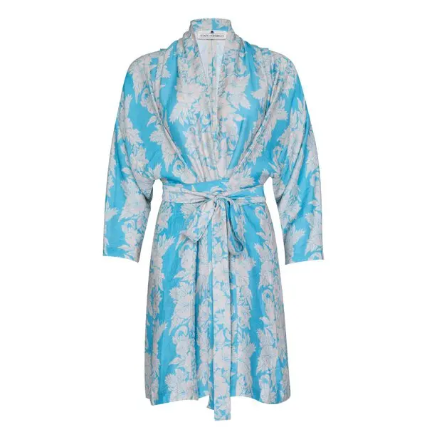 STATE OF GEORGIA The Rise And Shine" Hibiscus Print Mini Kaftan - Blue