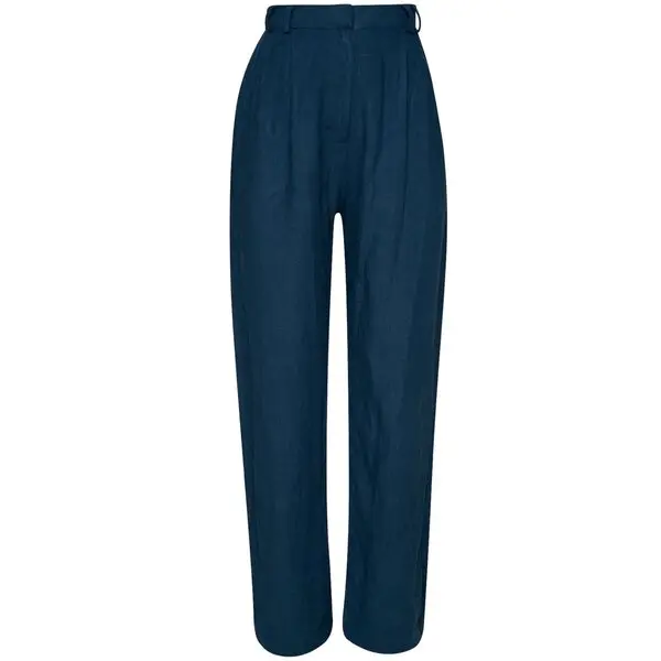 STATE OF GEORGIA The Grandad Linen Pants - Blue
