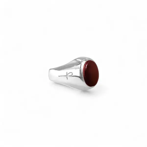 PHIRA LONDON Mini Signet Ring With Carnelian - Red/silver