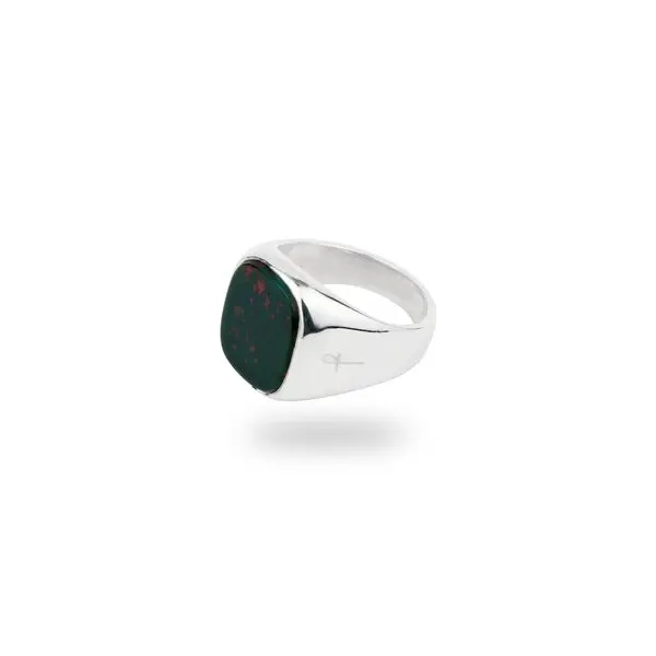 PHIRA LONDON Square Bloodstone Signet Ring - Silver