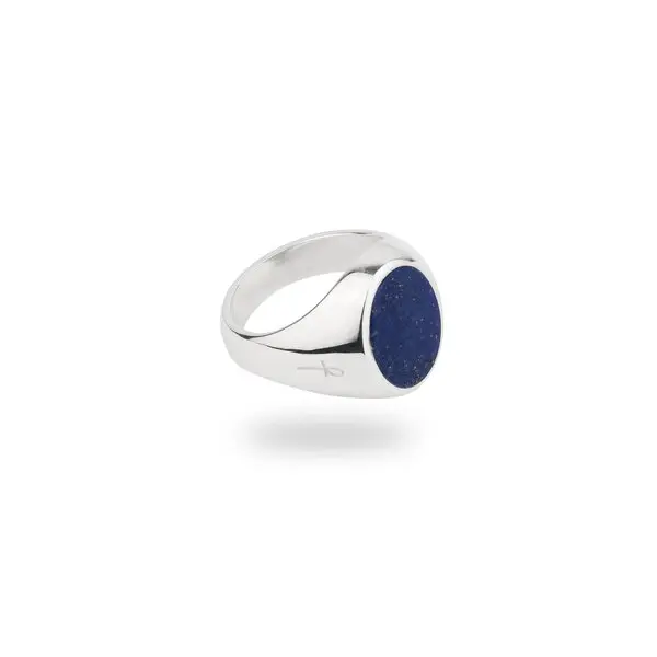 PHIRA LONDON Silver Lapis Lazuli Oval Signet Ring - Silver/blue