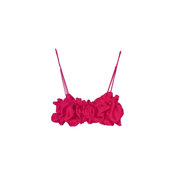 CREASE Silk Scalloped Bandeau Bra Fuchsia - Pink
