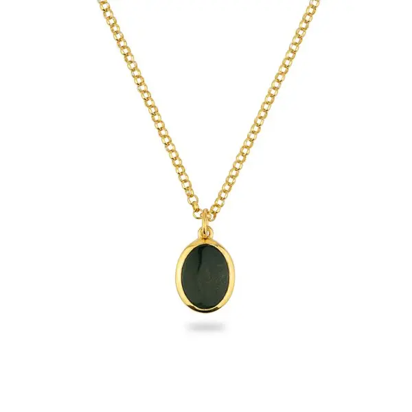 PHIRA LONDON Oval Bloodstone Pendant Necklace - Green/red