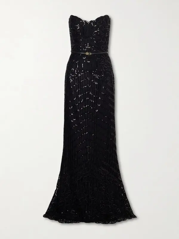 Elie Saab Strapless Sequined Gown