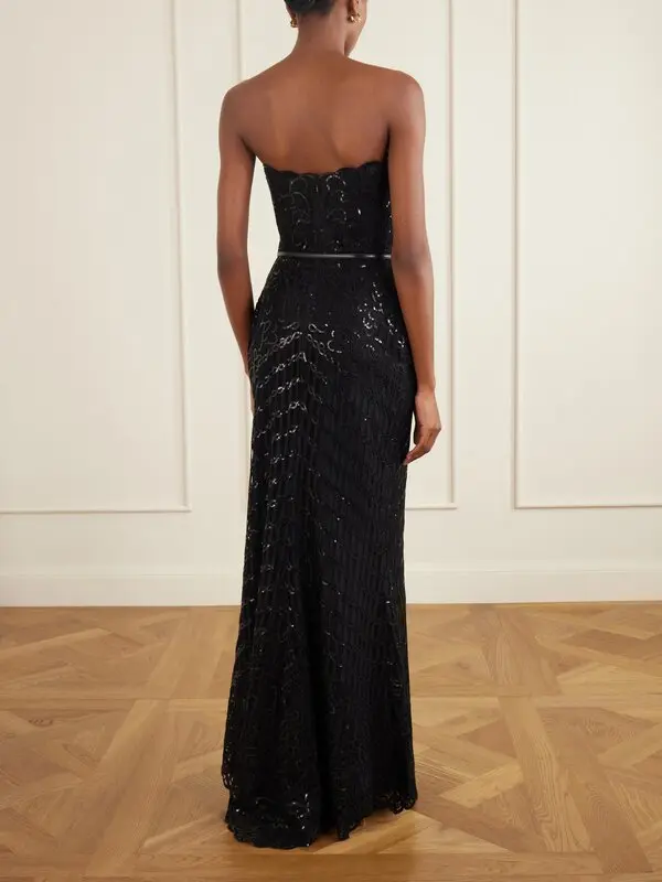 Elie Saab Strapless Sequined Gown