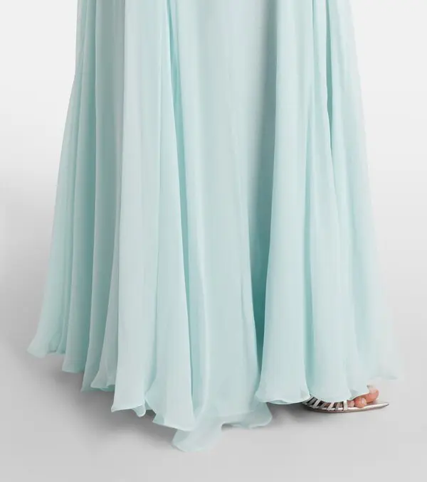 Costarellos Embellished Silk-blend Georgette Gown