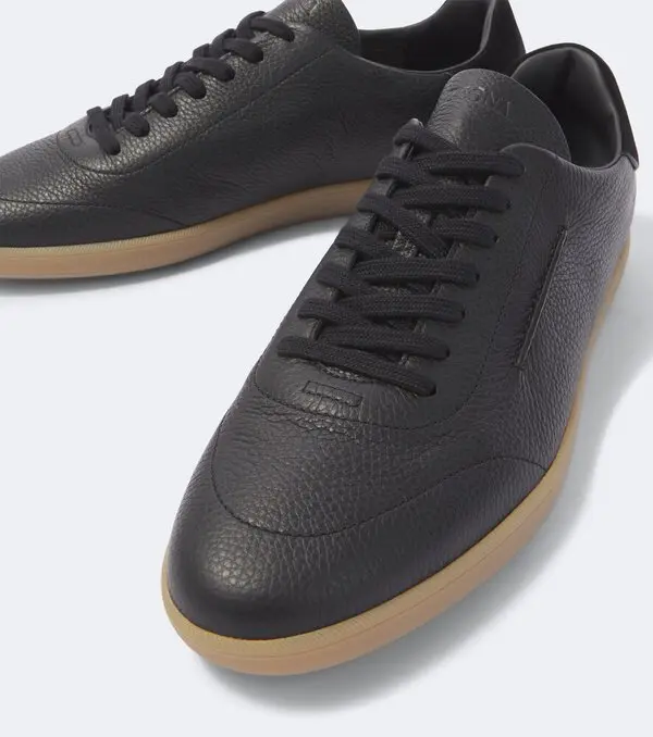 Zegna 232 Leather Lace-up Sneakers - Black
