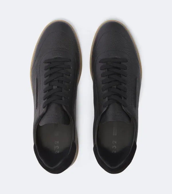 Zegna 232 Leather Lace-up Sneakers - Black