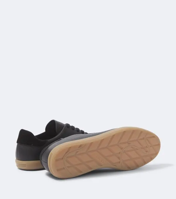 Zegna 232 Leather Lace-up Sneakers - Black