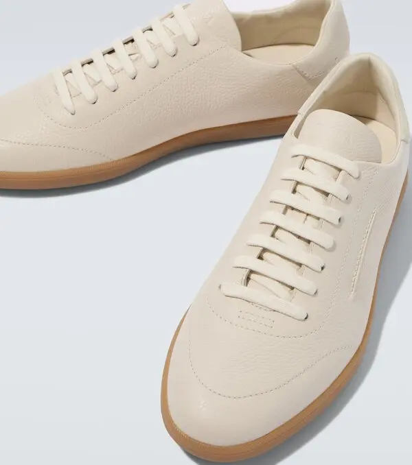 Zegna 232 Leather Lace-up Sneakers - White
