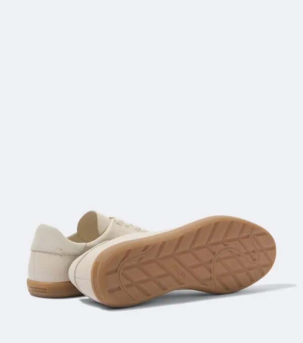 Zegna 232 Leather Lace-up Sneakers - White