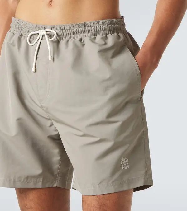 Brunello Cucinelli Logo Swim Trunks - Green