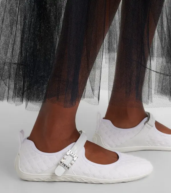 ROGER VIVIER Viv Low Mary Jane Flats - White
