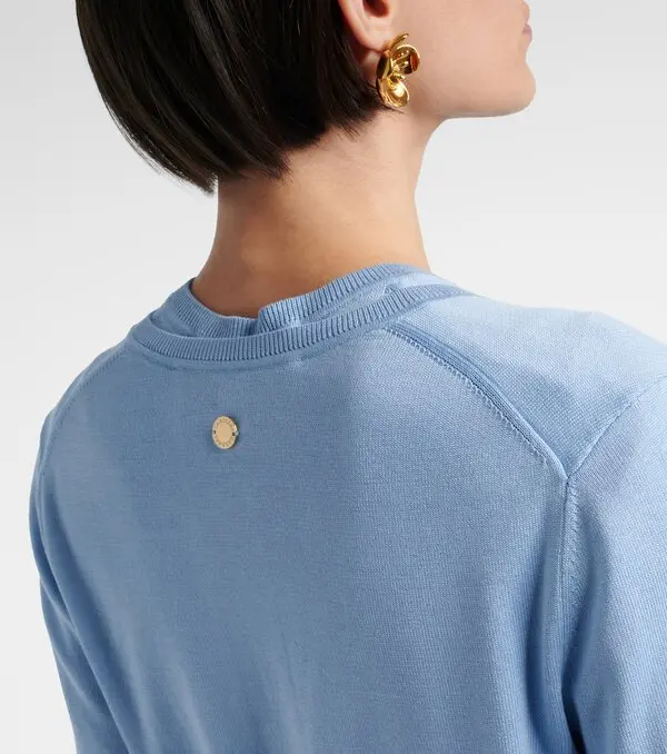 Carolina Herrera Cropped Silk And Cotton Cardigan - Blue