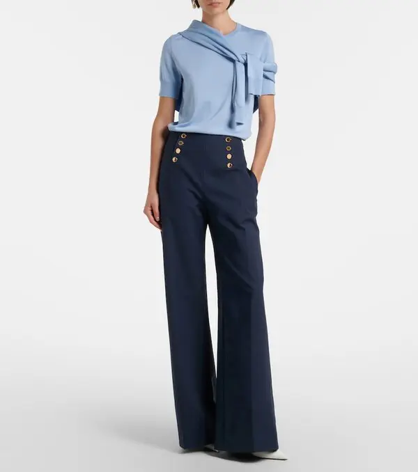 Carolina Herrera Cropped Silk And Cotton Cardigan - Blue