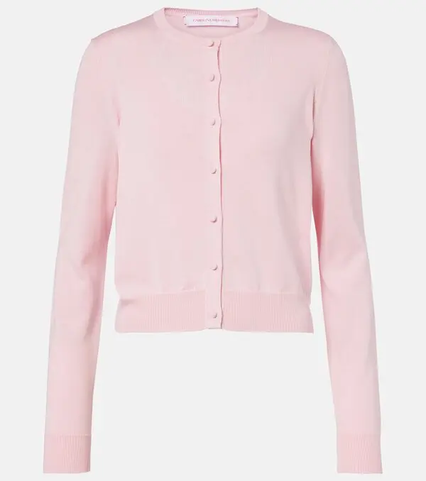 Carolina Herrera Cropped Silk And Cotton Cardigan - Pink