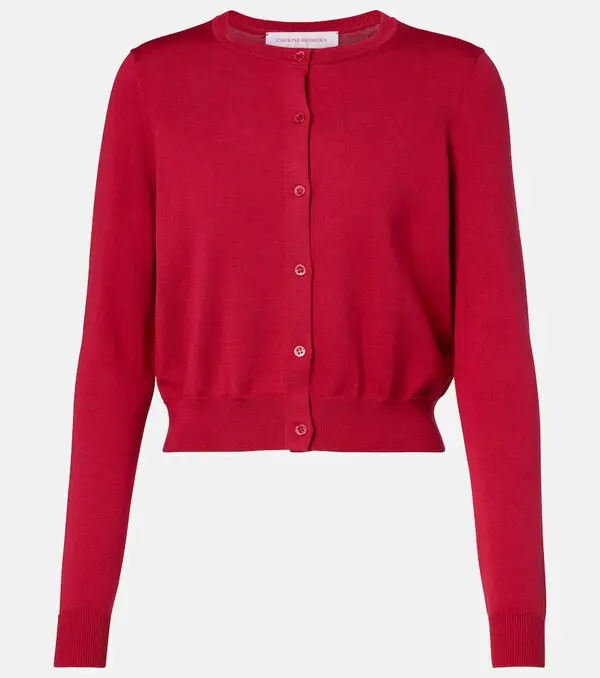 Carolina Herrera Cropped Silk And Cotton Cardigan - Pink